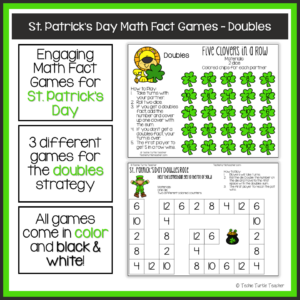 Addition Doubles Strategy St. Patrick's Day Math Fact Games: Partner ...