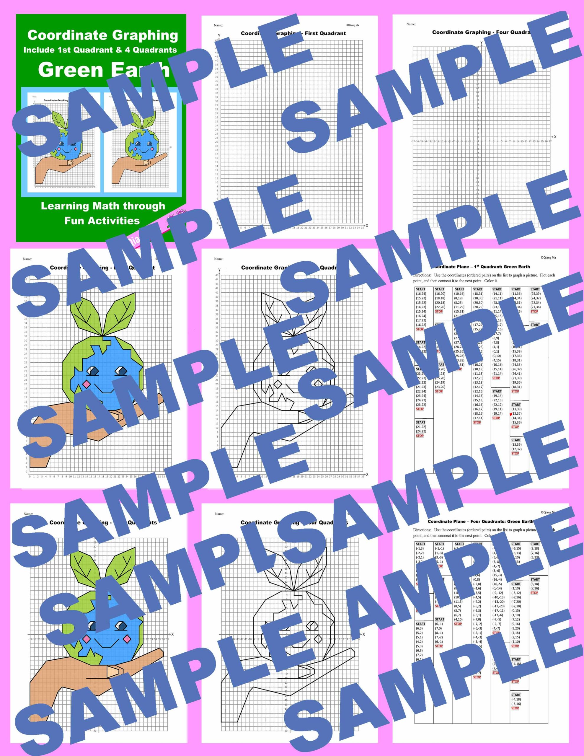 Arbor Day Coordinate Plane Graphing Picture: Green Earth | Made By Teachers