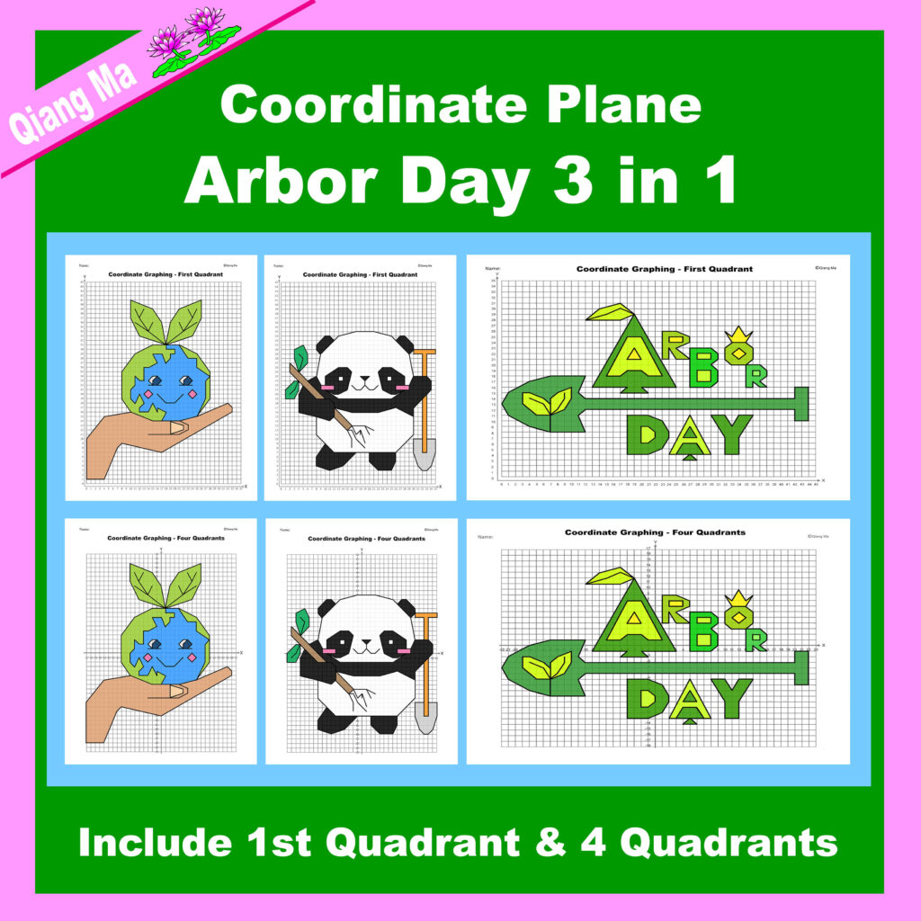 Arbor Day Coordinate Plane Graphing Picture: Arbor Day Bundle 3 in 1 ...