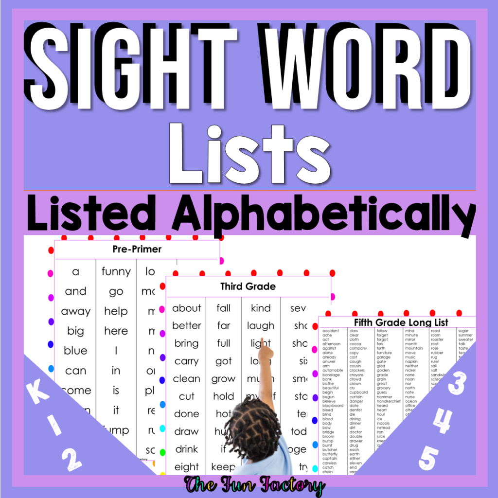 Sight Word Lists | High Frequency Words PrePrimer 1st 2nd 3rd 4th 5th ...