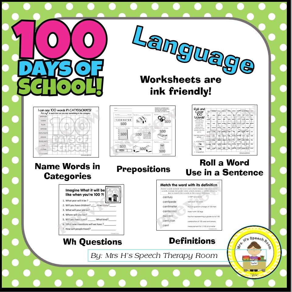 100th Day of School Speech Therapy Edition | Made By Teachers