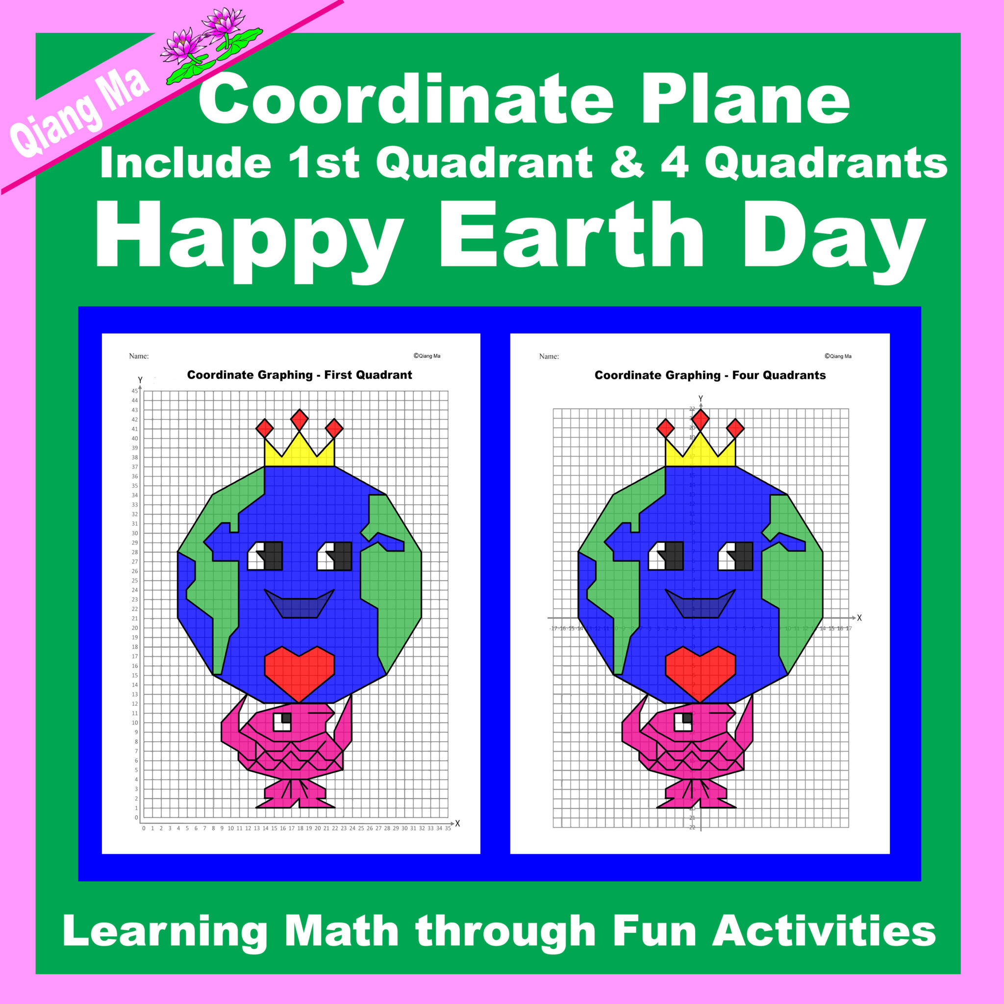 Earth Day Coordinate Plane Graphing Picture: Happy Earth Day - Made By ...