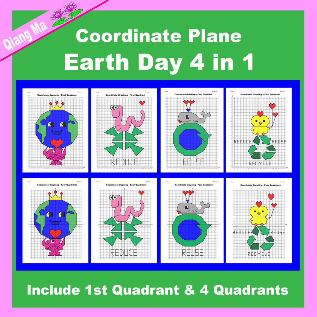 Earth Day Coordinate Graphing Plane Picture: Earth Day Bundle 4 in 1 ...