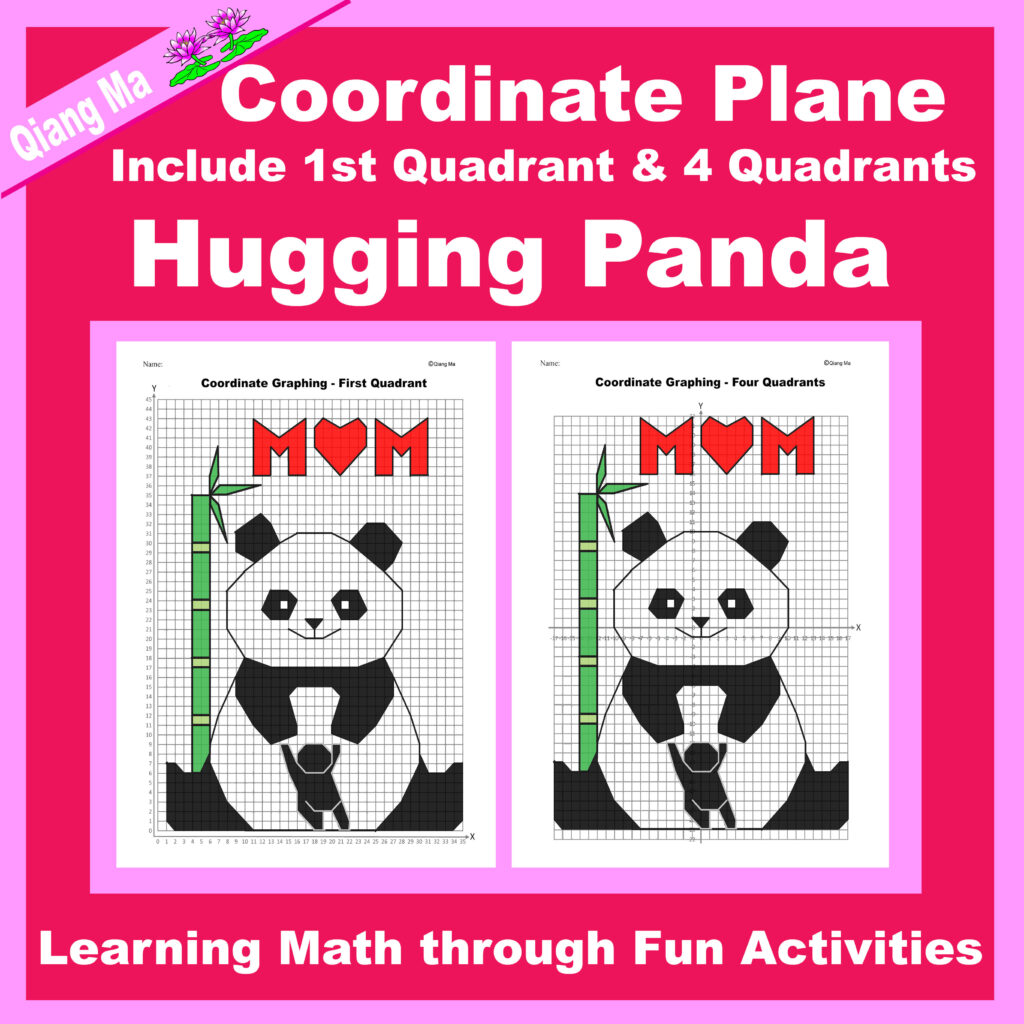 Mother's Day Coordinate Plane Graphing Picture: Hugging Panda | Made By ...