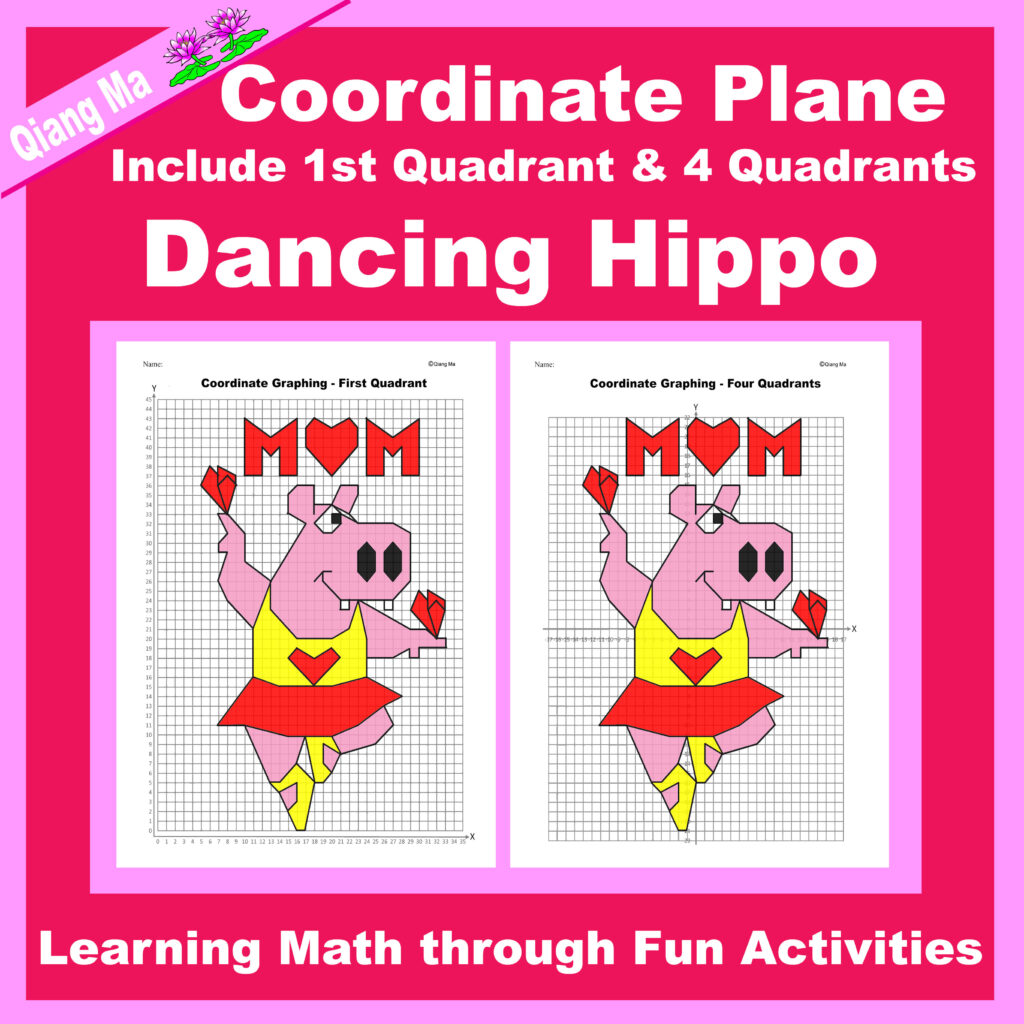 Mother's Day Coordinate Plane Graphing Picture: Dancing Hippo | Made By ...