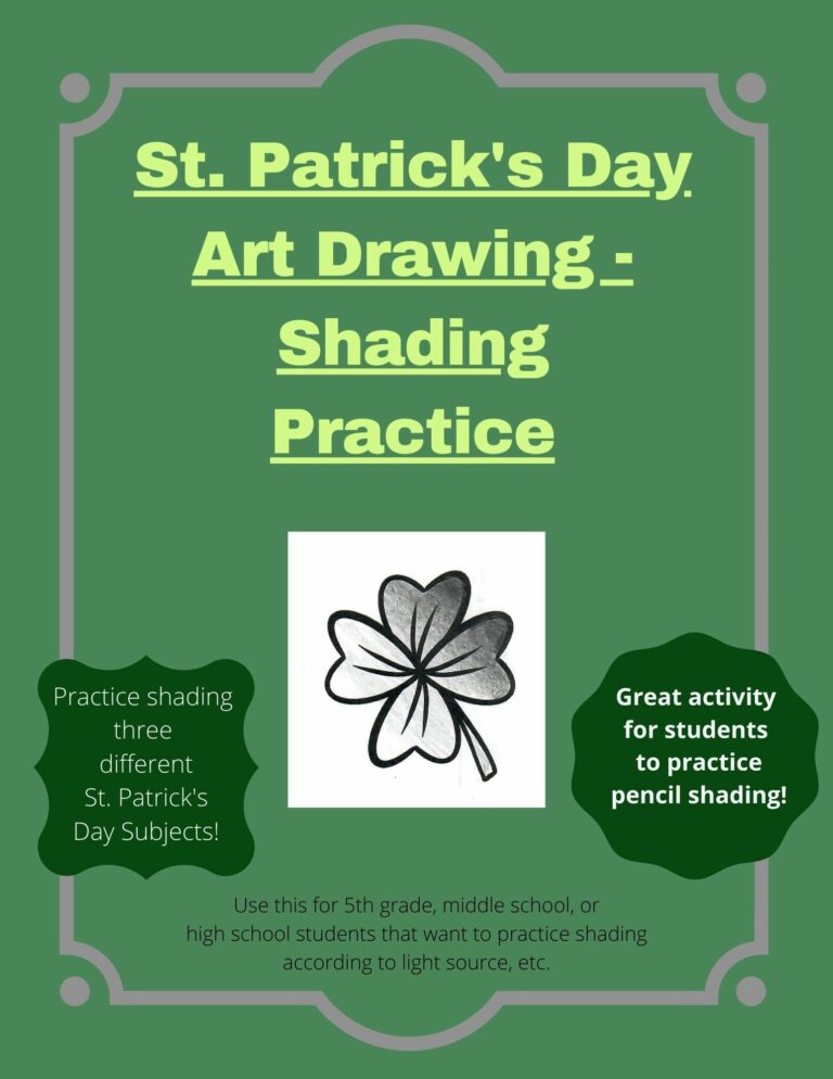 St. Patrick's Day Drawing Shading Practice Worksheets Pattys Pencil MS ...