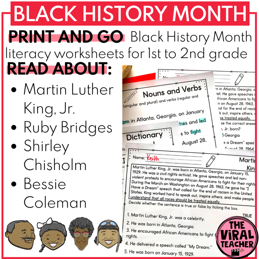 Black History Month Reading Comprehension Passages and Literacy ...