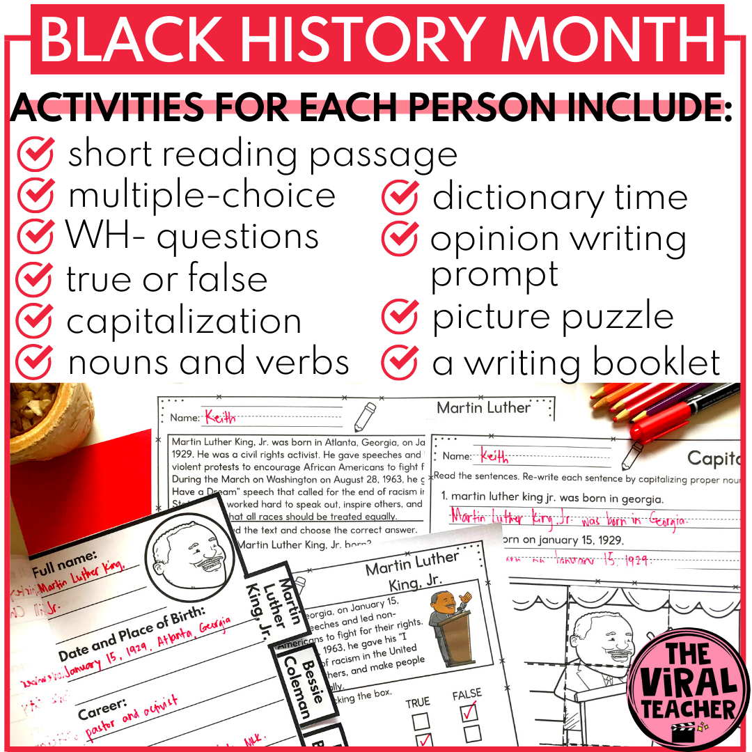 Black History Month Reading Comprehension Passages and Literacy ...