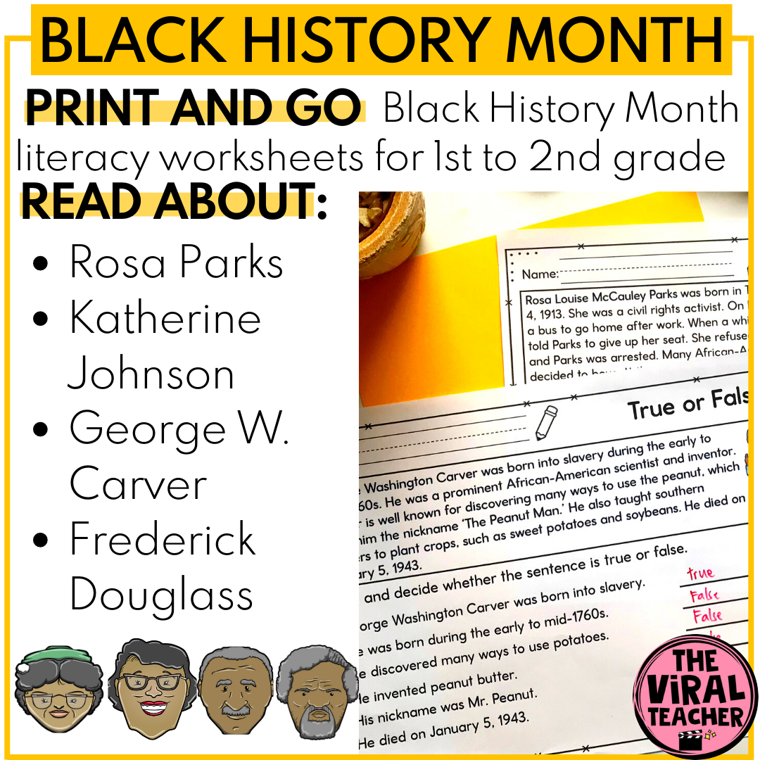 Black History Month Reading Comprehension Passages and Literacy ...