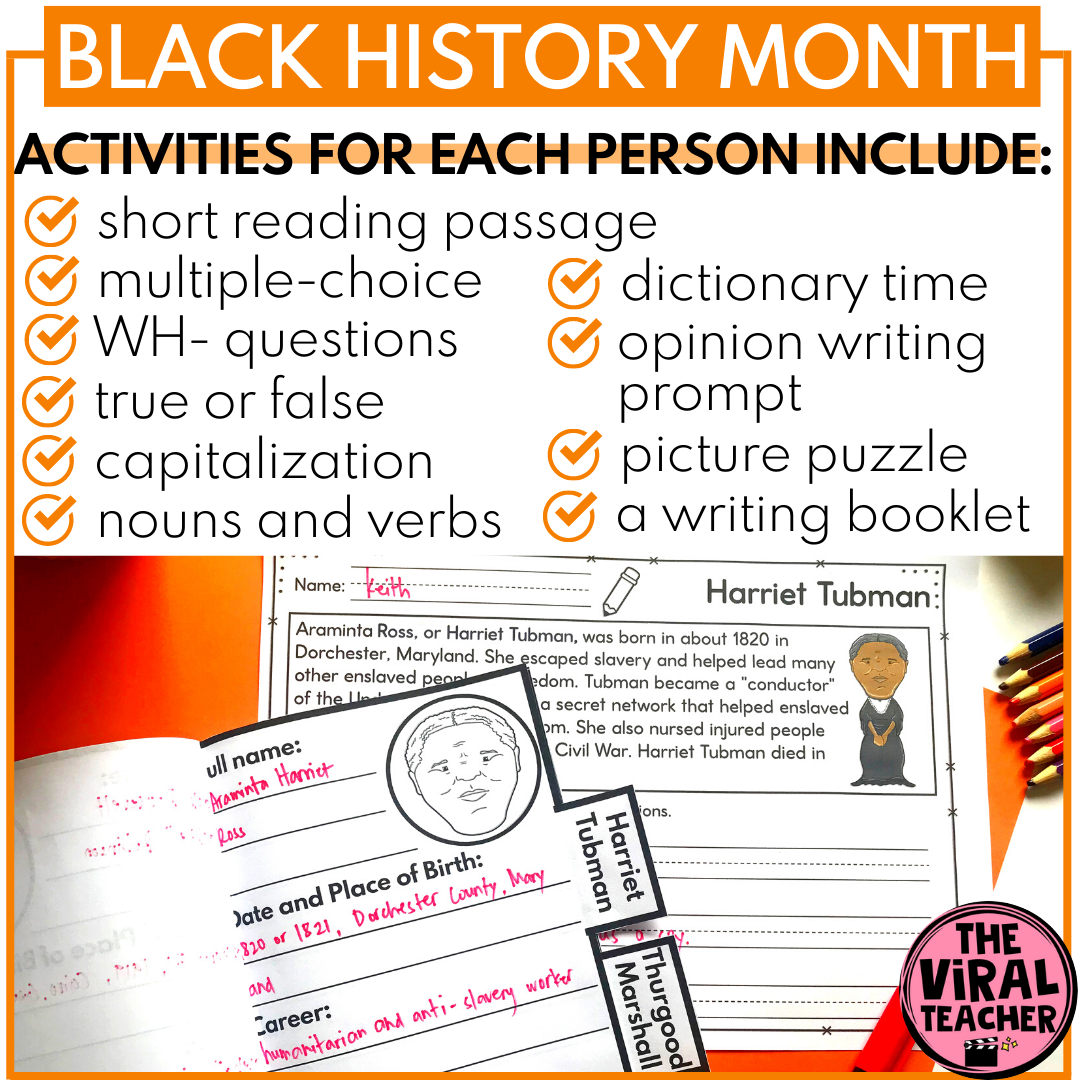 Black History Month Reading Comprehension Passages and Literacy ...