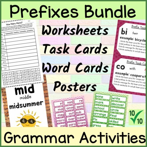 Prefixes Worksheets Word Cards Task Cards and Poster Anchor Charts ...