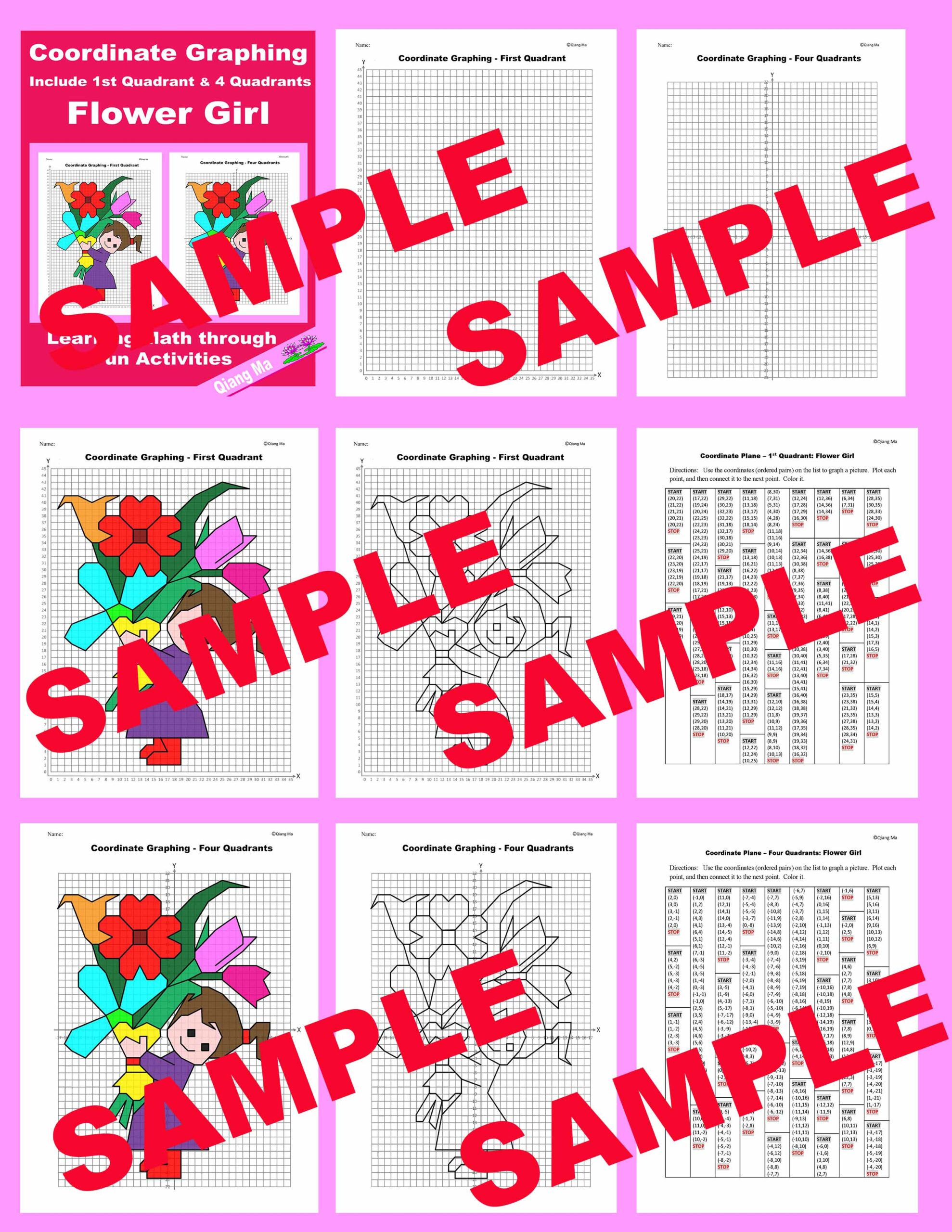 Mother's Day Coordinate Plane Graphing Picture: Flower Girl | Made By ...