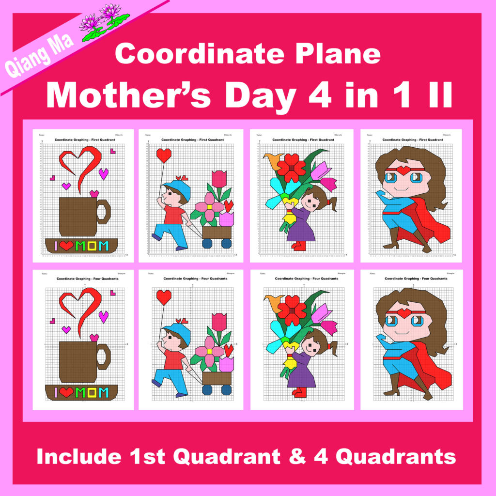 Mother's Day Coordinate Graphing Picture: Mother's Day Bundle 4 in 1 II ...