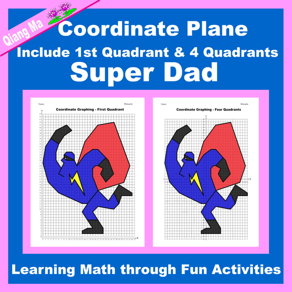 Father's Day Coordinate Plane Graphing Picture: Super Dad | Made By ...