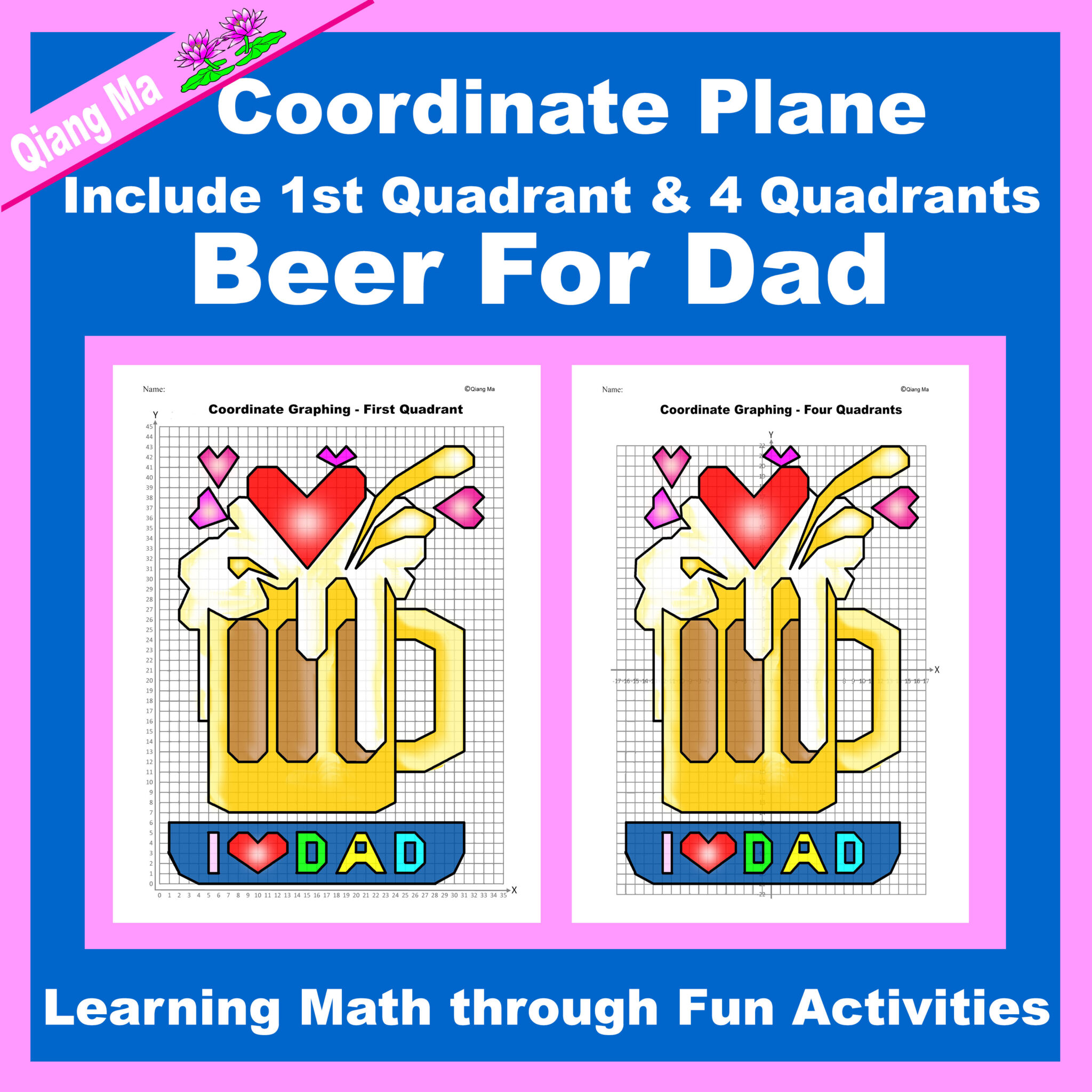 Father's Day Coordinate Plane Graphing Picture: Beer For Dad | Made By ...