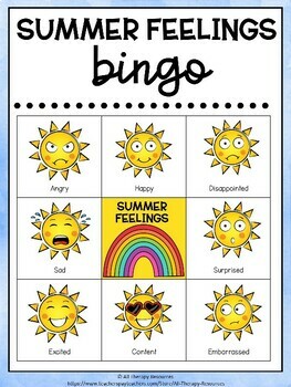 SUMMER Feelings Bingo - Identifying and Recognizing | Made By Teachers