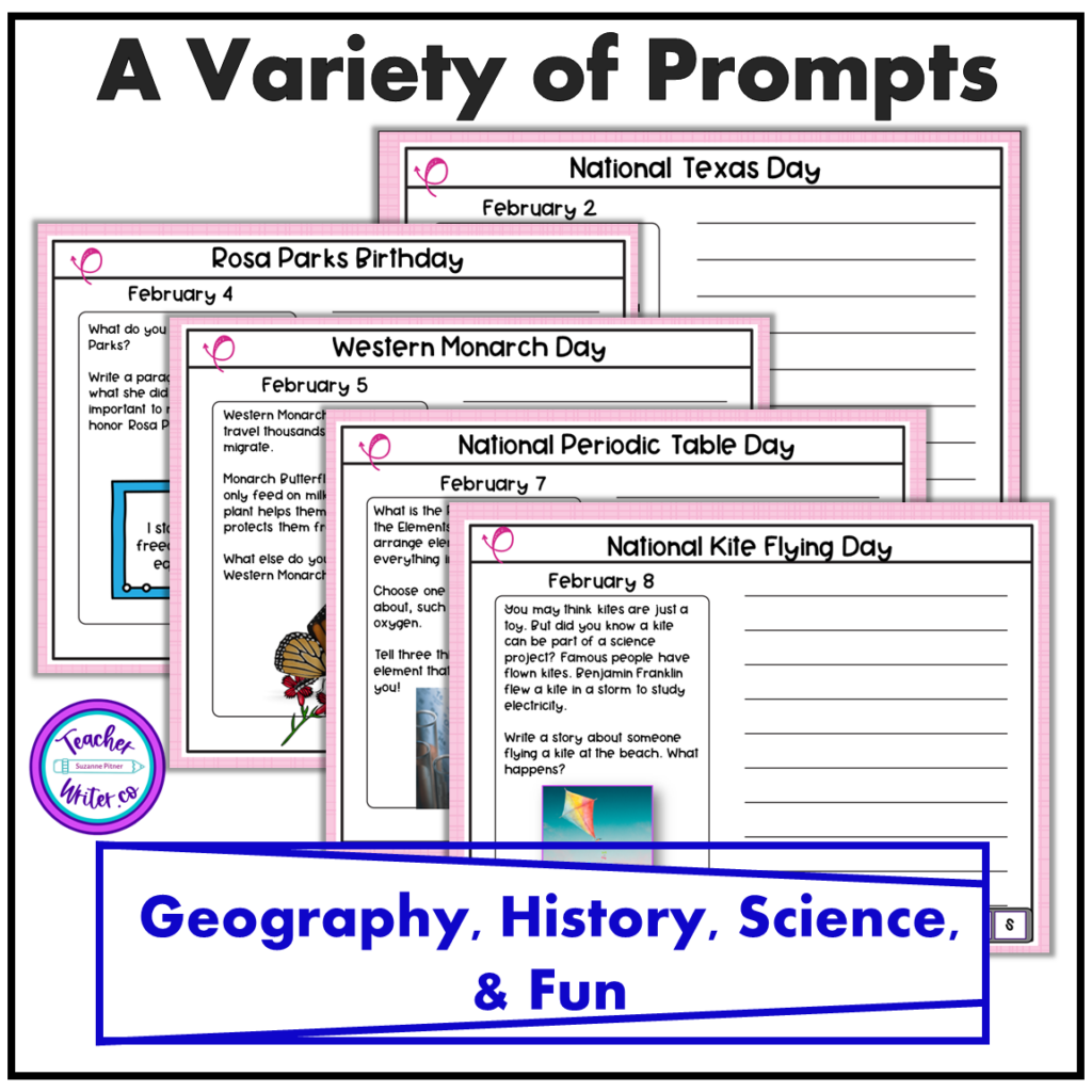 February Daily Writing Prompts National Days Journal | Made By Teachers