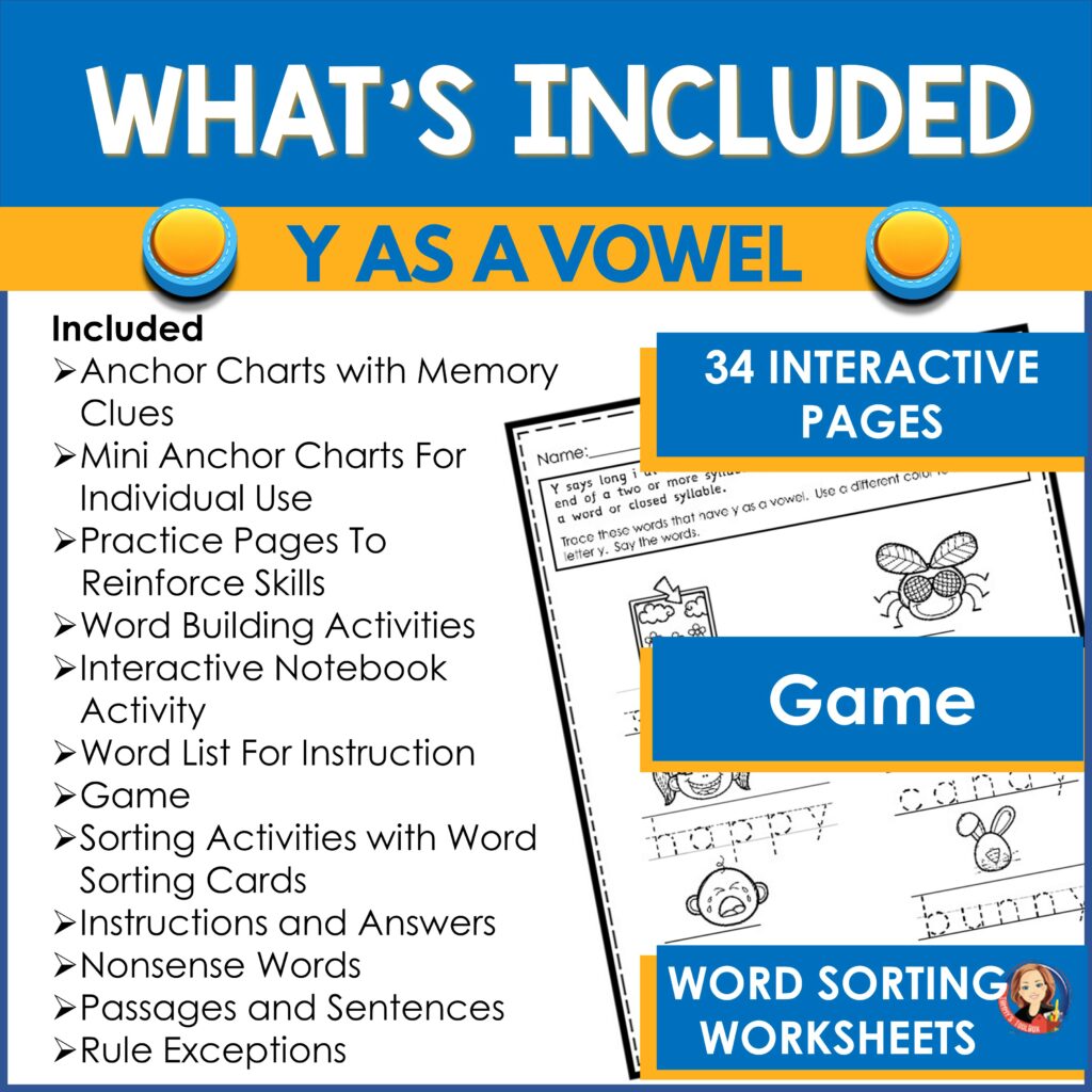 Y as a Vowel Spelling Activities - Made By Teachers