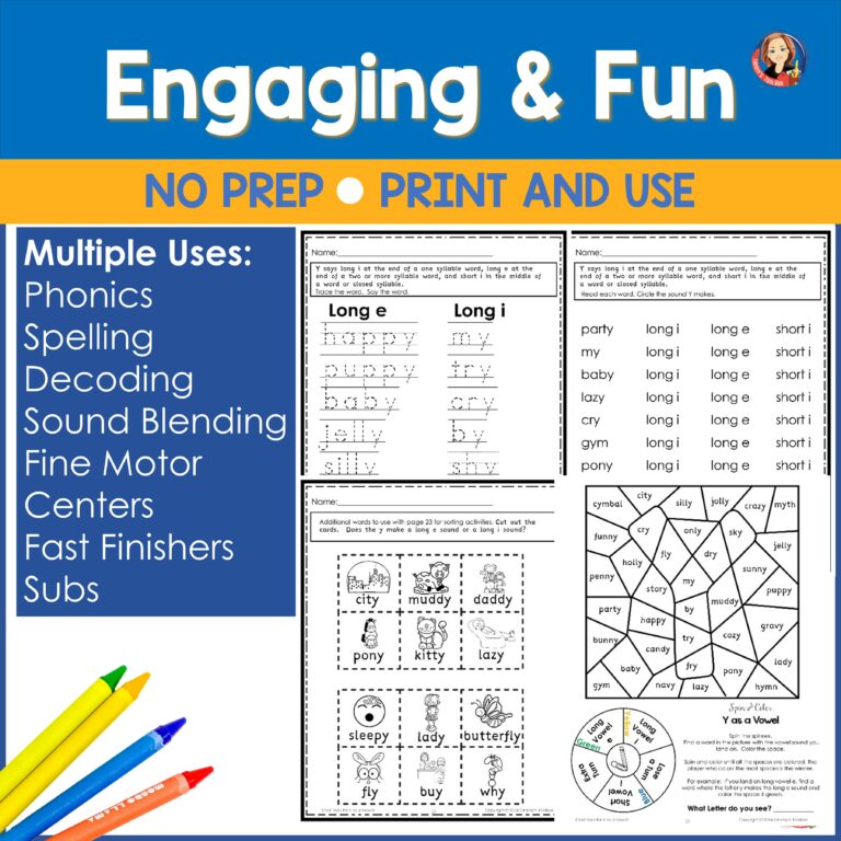 Y as a Vowel Spelling Activities - Made By Teachers