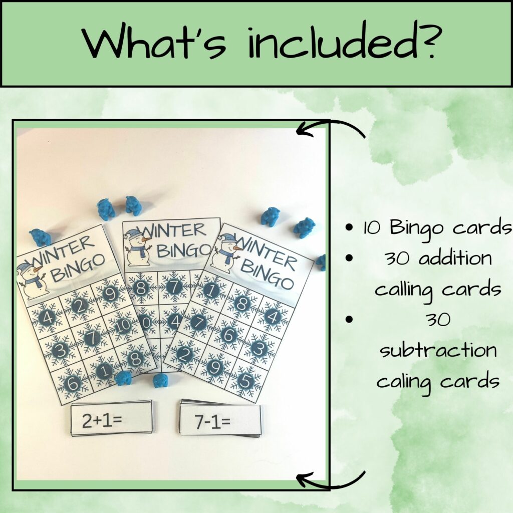 Winter Bingo addition and subtraction within 10| Winter Party games ...