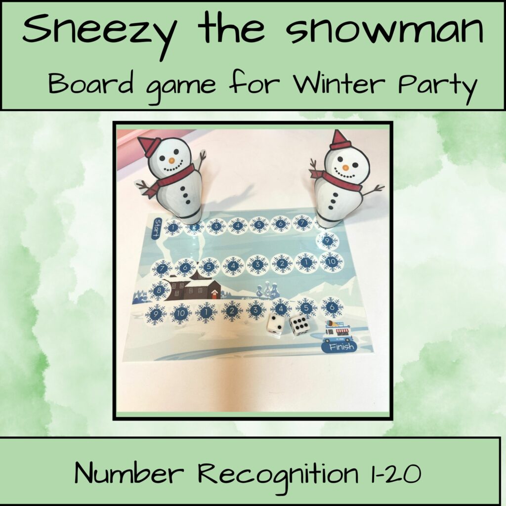 Sneezy the Snowman Counting Board Game 1-20 | Book Companion | Winter ...