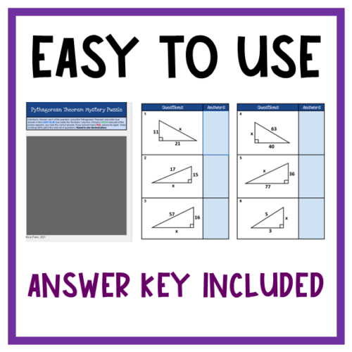 Pythagorean Theorem Activity Digital Pixel Art Mystery Puzzle | Made By ...