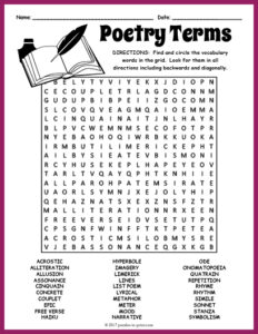 POETRY TERMS Word Search Puzzle Worksheet Activity | Made By Teachers