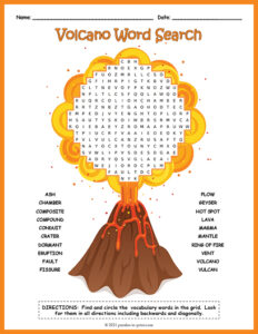 VOLCANOES Word Search Puzzle Worksheet Activity | Made By Teachers