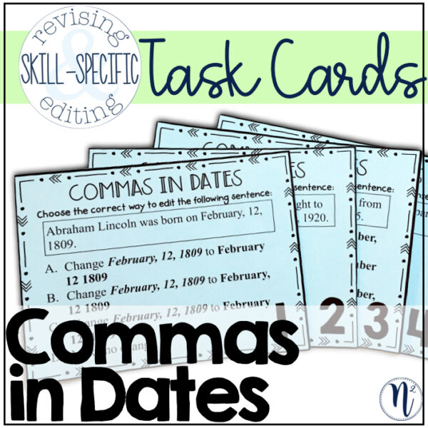 Commas in Dates: Skill-Specific Revising and Editing Task Cards | Made ...