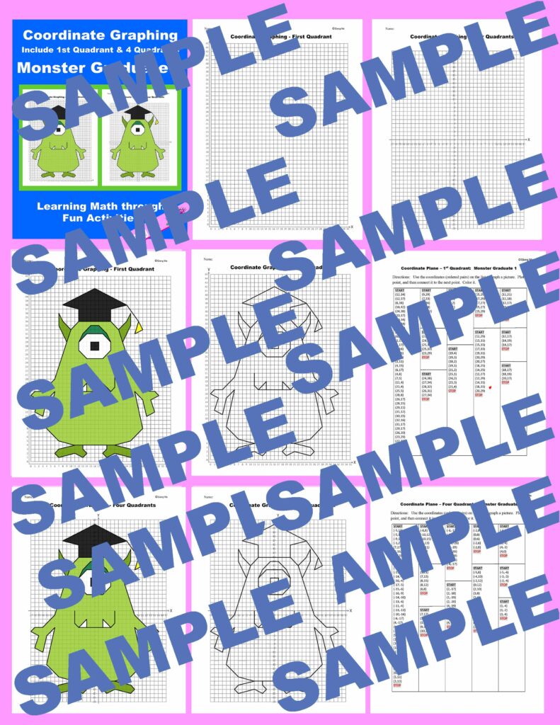 Graduation Coordinate Plane Graphing Picture: Monster Graduate 1 | Made ...