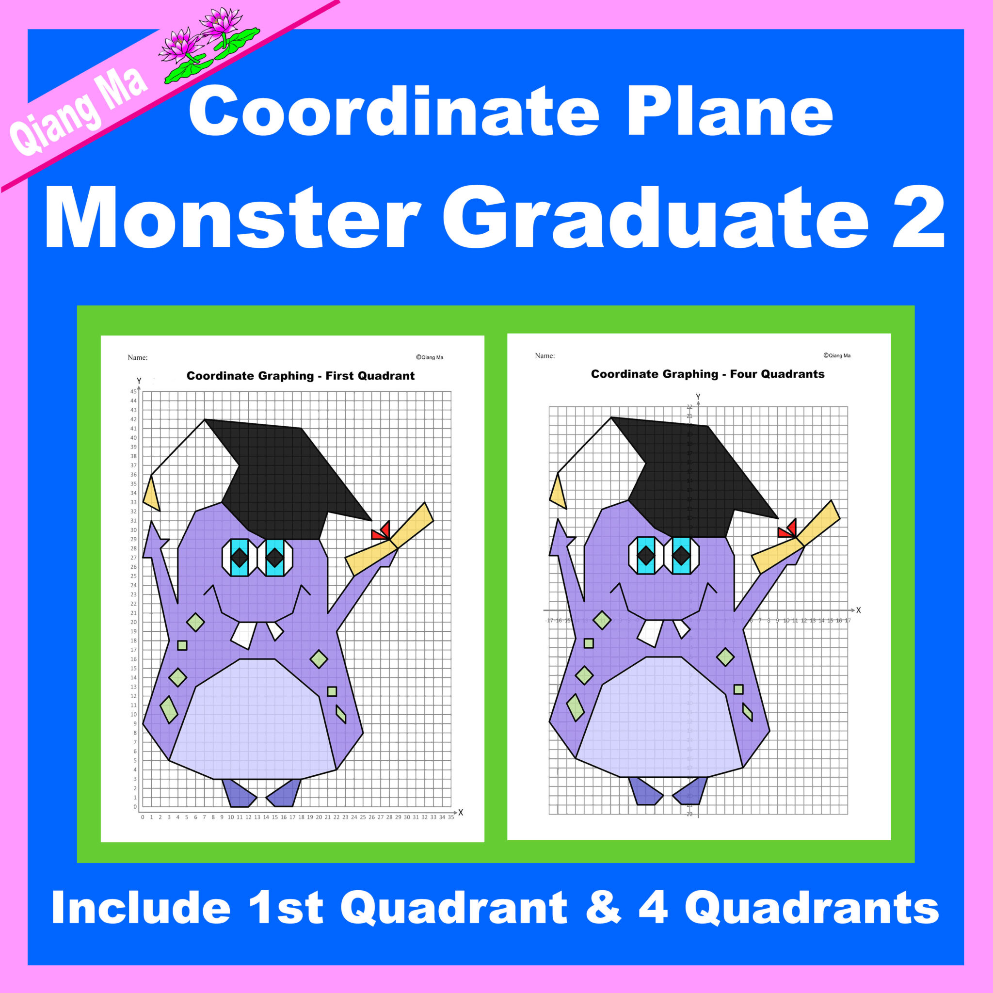 Graduation Coordinate Graphing Picture: Monster Graduate Bundle 3 in 1 ...