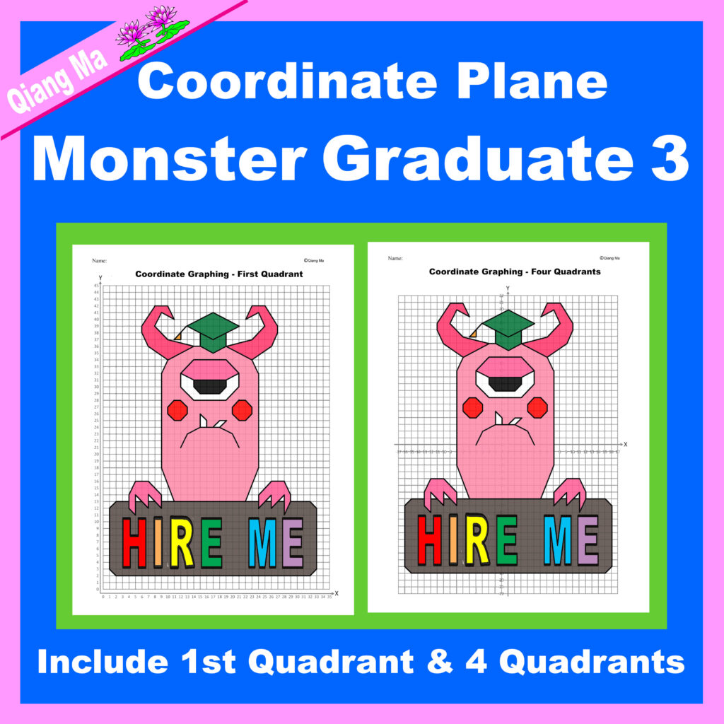 Graduation Coordinate Plane Graphing Picture: Monster Graduate 3 | Made ...