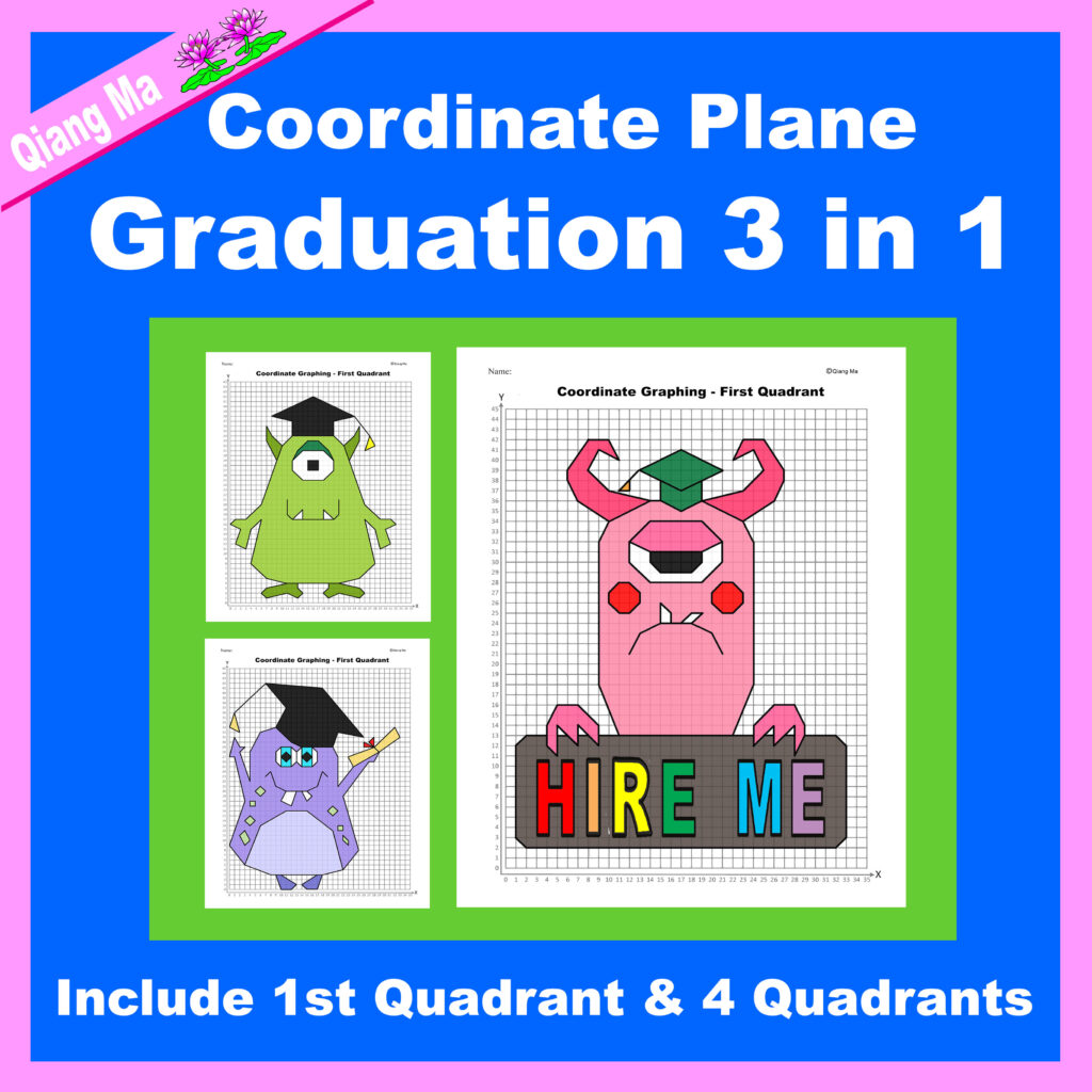Graduation Coordinate Graphing Picture: Monster Graduate Bundle 3 in 1 ...