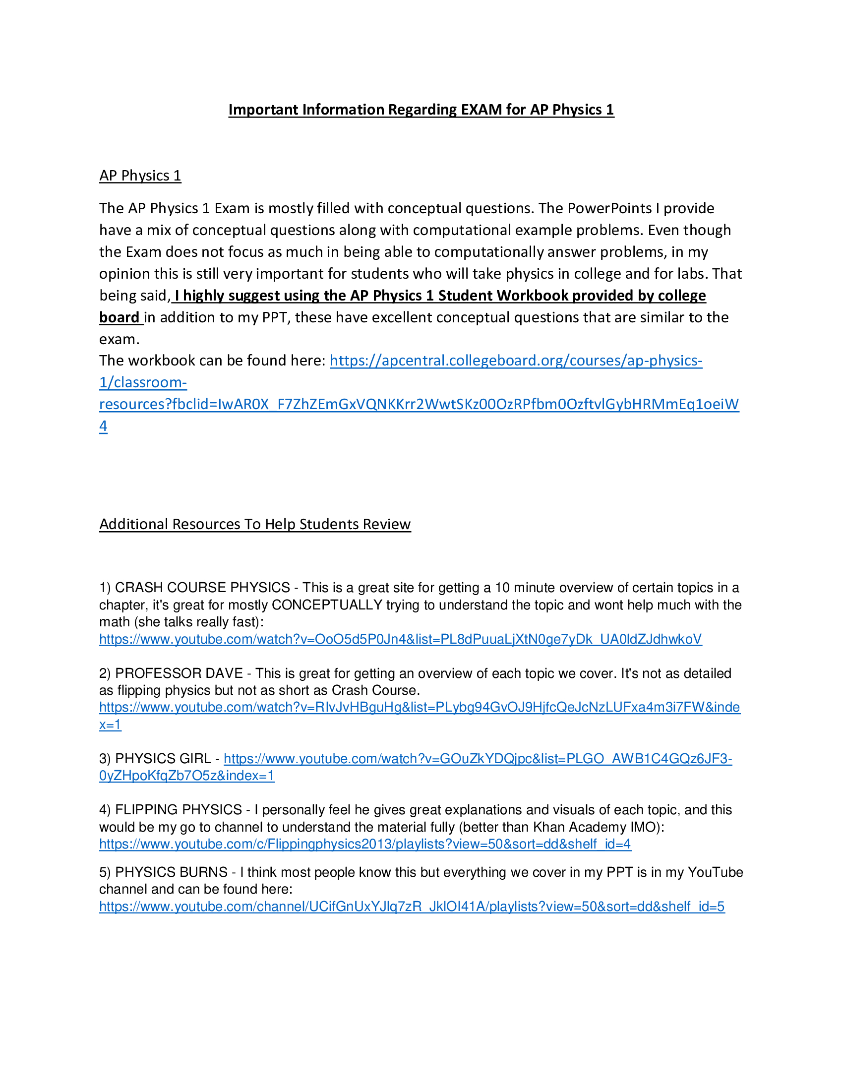 Important Information For Teaching AP Physics 1 Made By Teachers Important Information For Teaching AP Physics 1 Made By Teachers