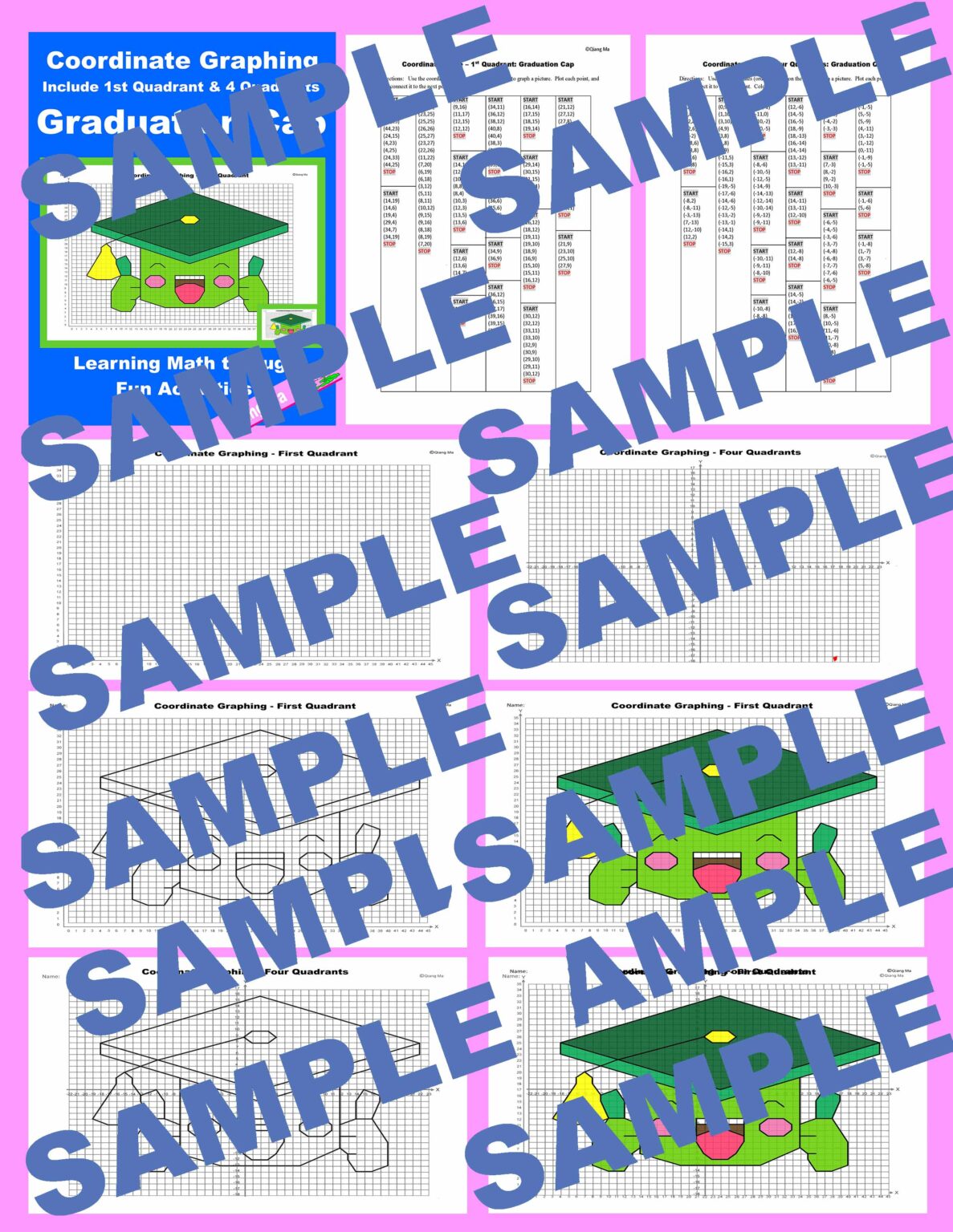 Graduation Coordinate Plane Graphing Picture: Graduation Mega Bundle 6 ...