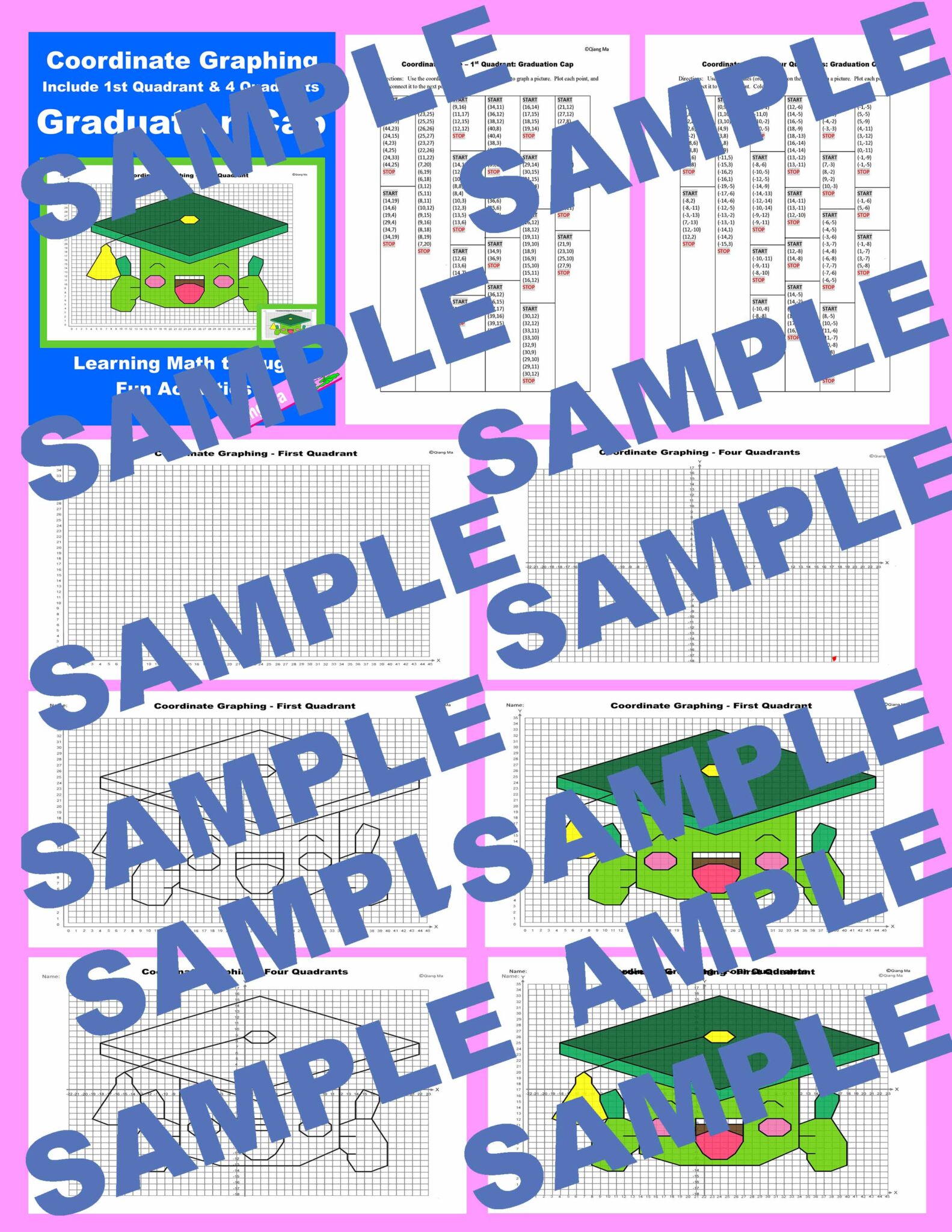 Graduation Coordinate Plane Graphing Picture: Graduation Mega Bundle 6 ...