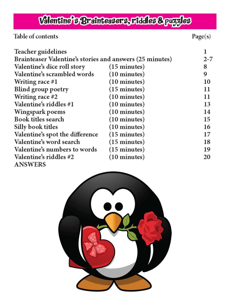 Valentine's Brain Teaser Short Stories, Puzzles & Riddles | Made By ...