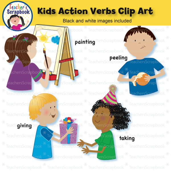 Kids Action Verbs Clip Art | Made By Teachers