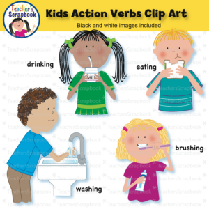 Kids Action Verbs Clip Art | Made By Teachers