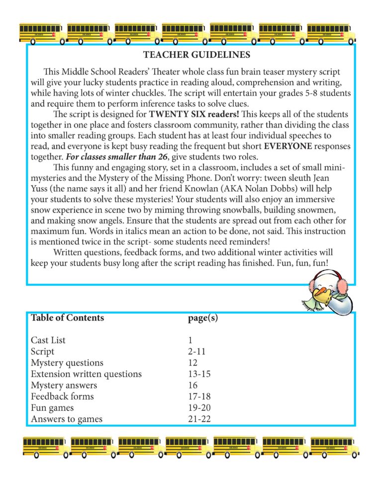 READERS THEATER WINTER MYSTERY SCRIPT for the whole class | Made By ...
