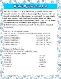 READERS THEATER WINTER MYSTERY SCRIPT for the whole class | Made By ...