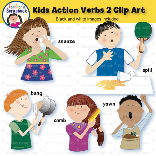 Kids Action Verbs 2 Clip Art | Made By Teachers