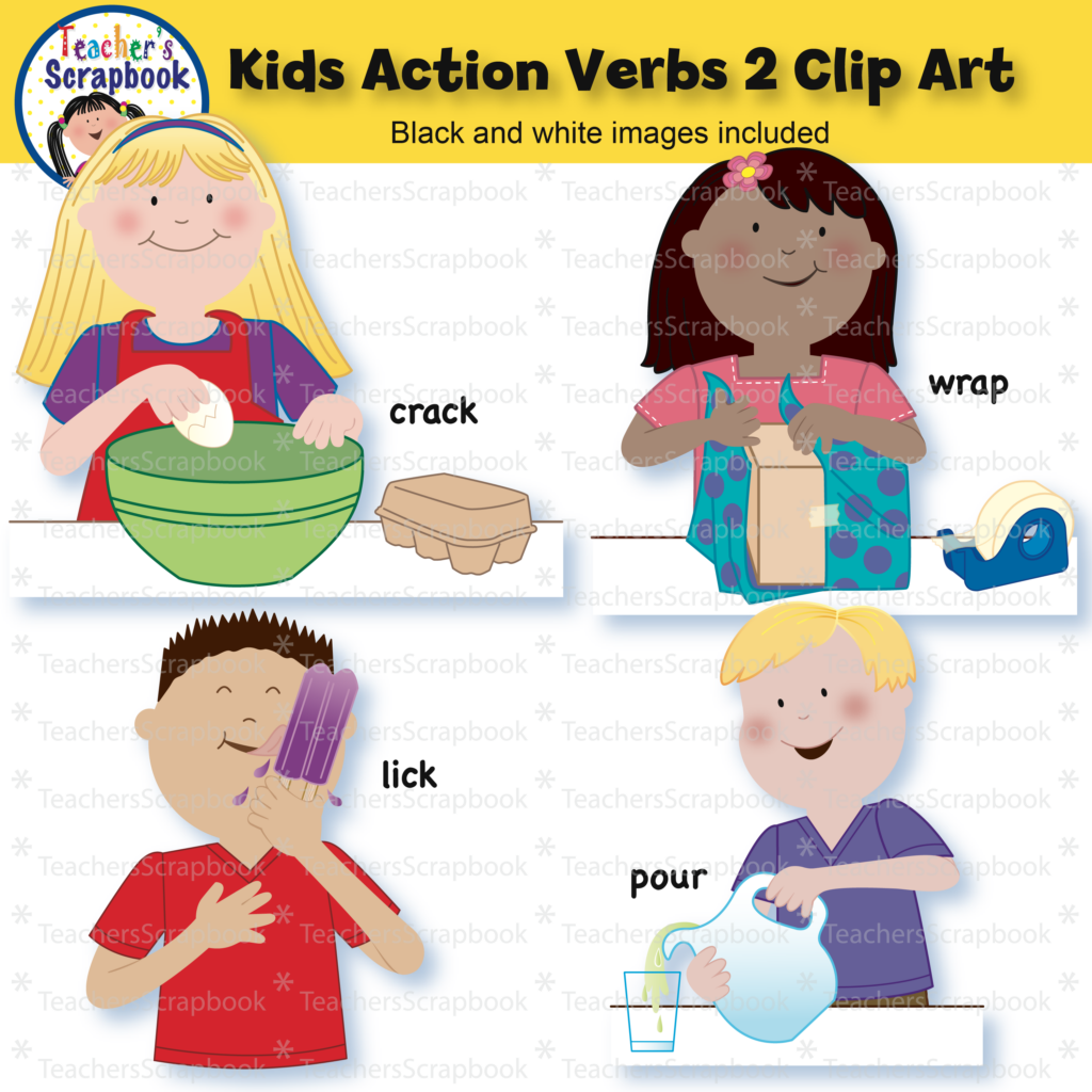 Kids Action Verbs 2 Clip Art | Made By Teachers
