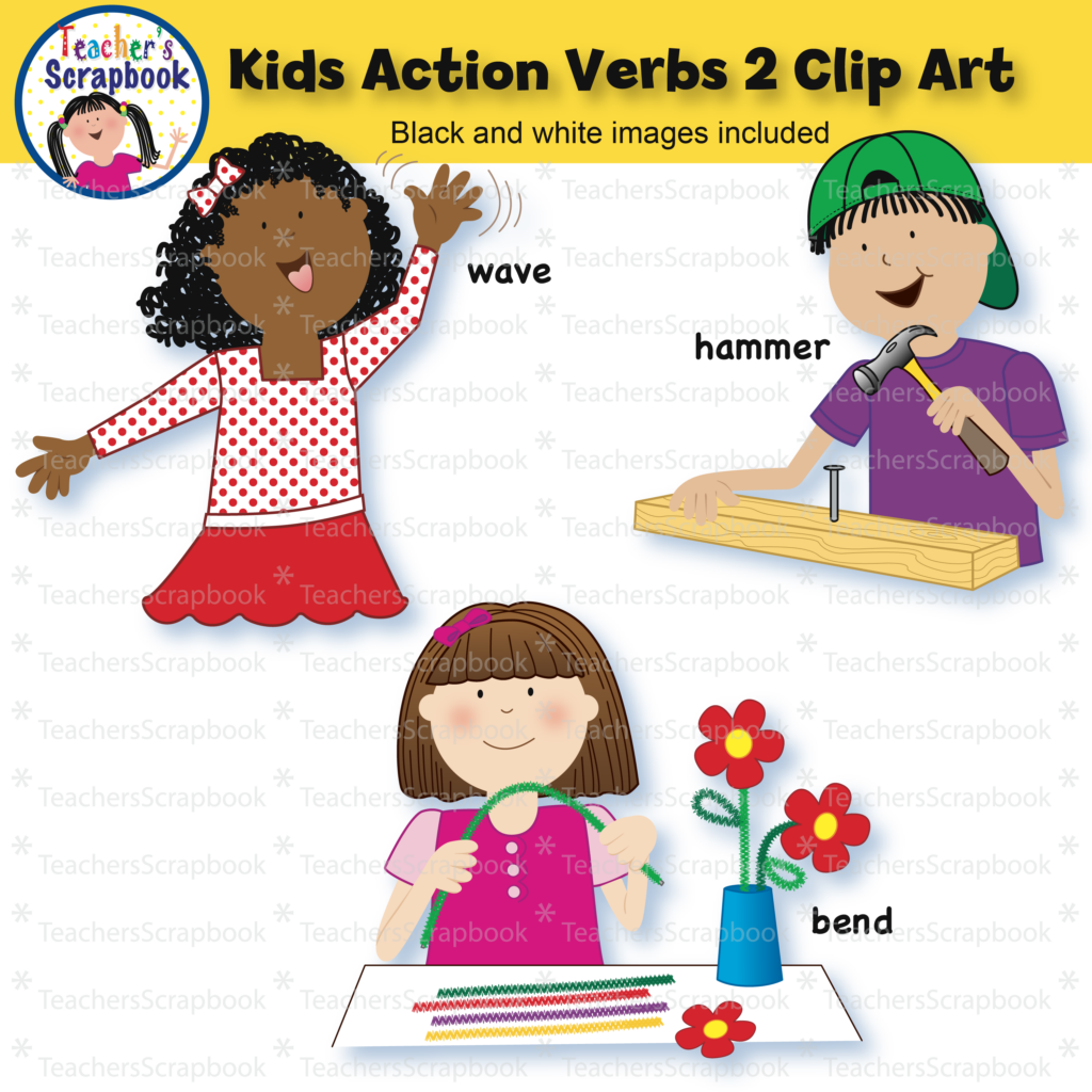 Kids Action Verbs 2 Clip Art | Made By Teachers