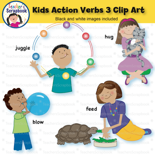 Kids Action Verbs 3 Clip Art | Made By Teachers