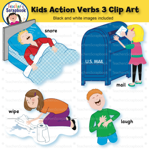 Kids Action Verbs 3 Clip Art | Made By Teachers
