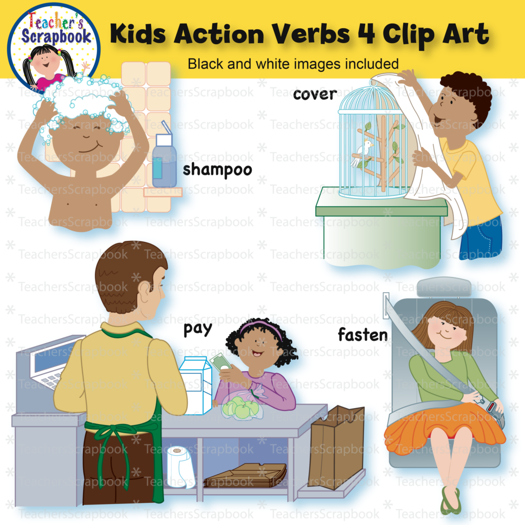 Kids Action Verbs 4 Clip Art | Made By Teachers