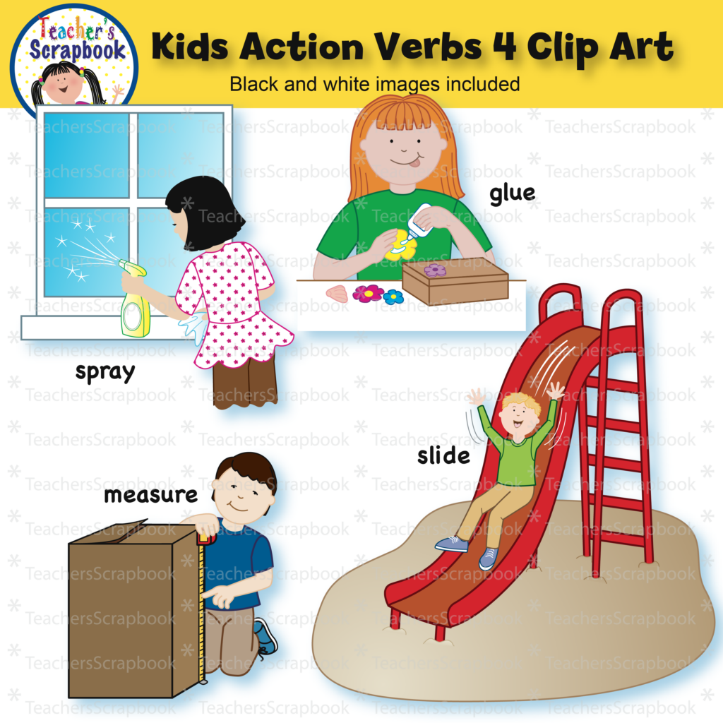 Kids Action Verbs 4 Clip Art | Made By Teachers