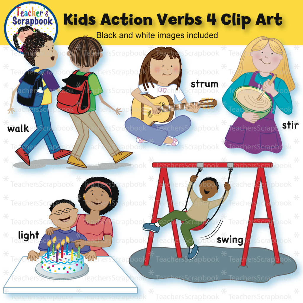 Kids Action Verbs 4 Clip Art | Made By Teachers
