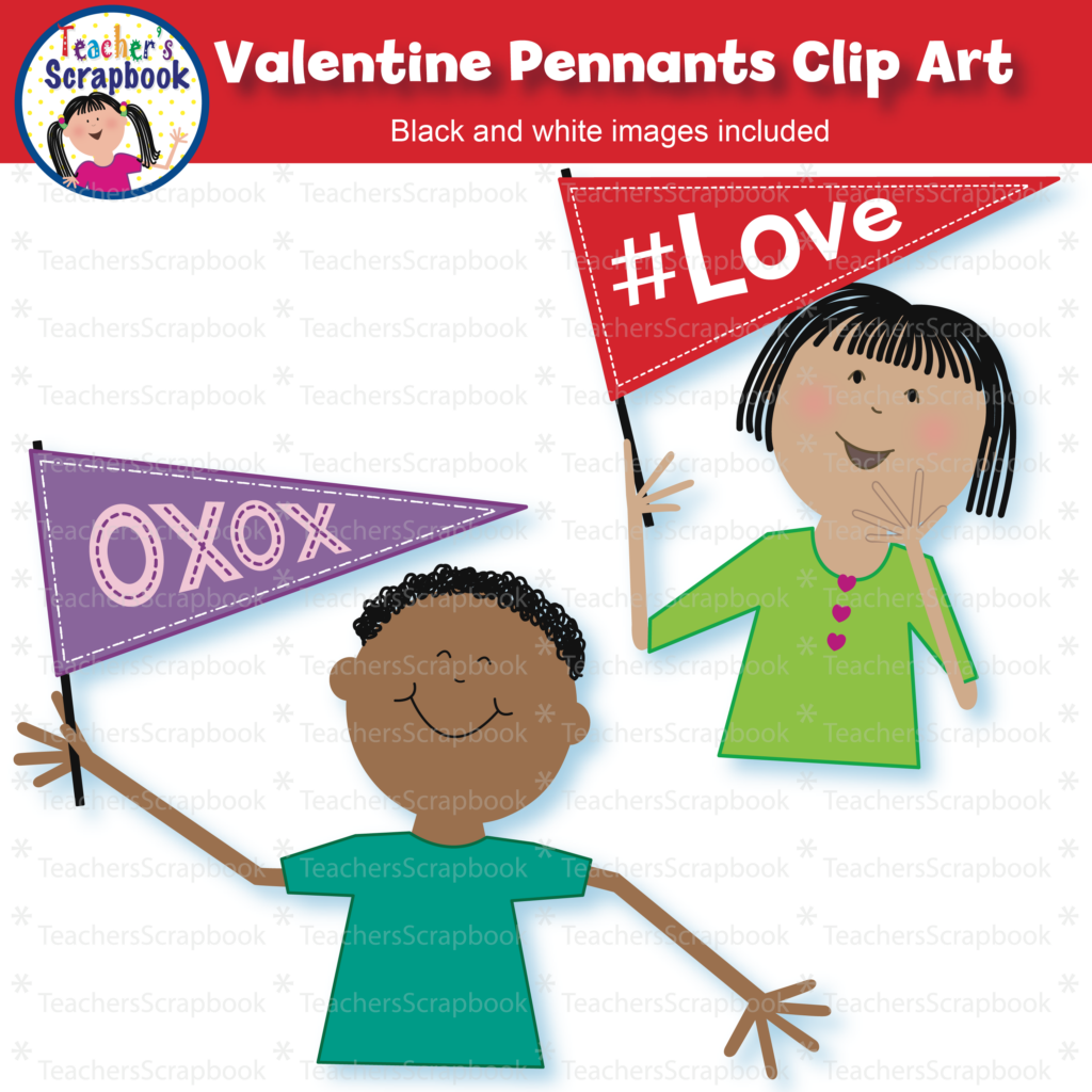 Valentine Pennants Clip Art | Made By Teachers